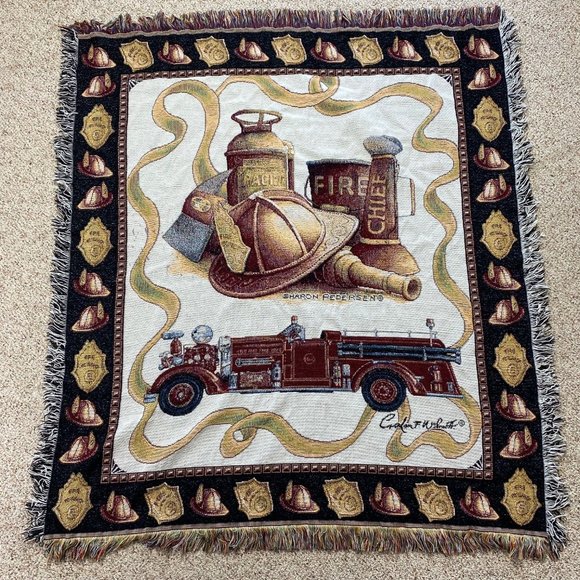 Bedding | Fireman Throw Blanket 54x48 Fire Engine Fighter Sharon ...